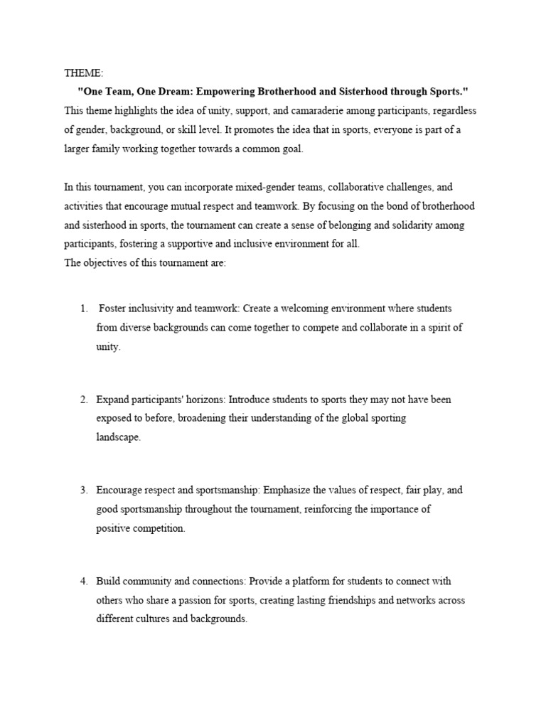 Complete Plan and Proposal - Sports Tournaments | PDF