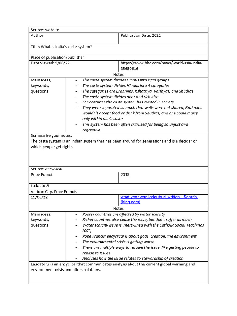 Cornell Notes System | PDF | Social Science | Religion & Spirituality