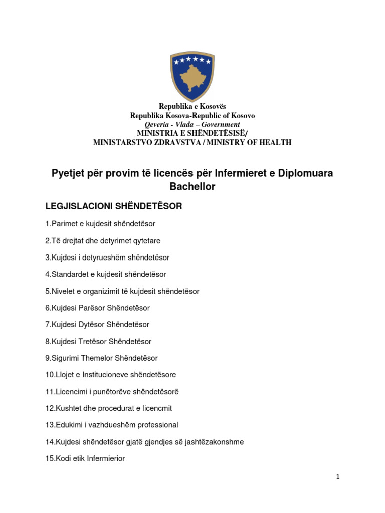 Pyetjet Per Provim Licence Per Infermier | PDF