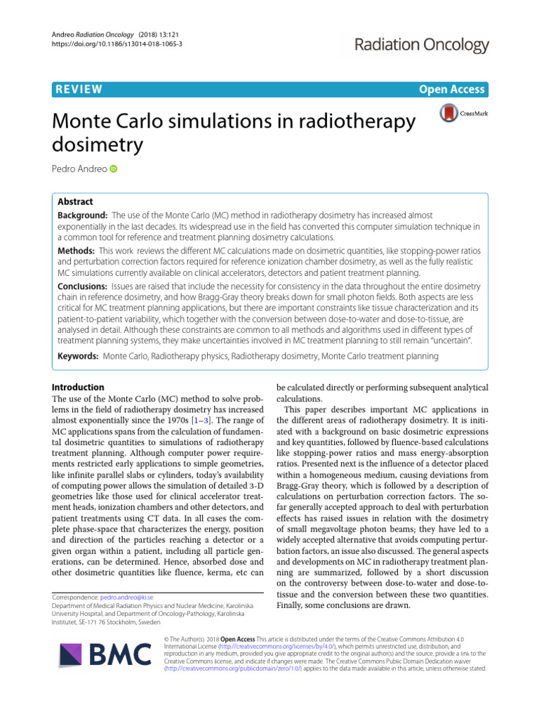 Monte Carlo Simulations in Radiotherapy | PDF | Dosimetry | Radiation Therapy