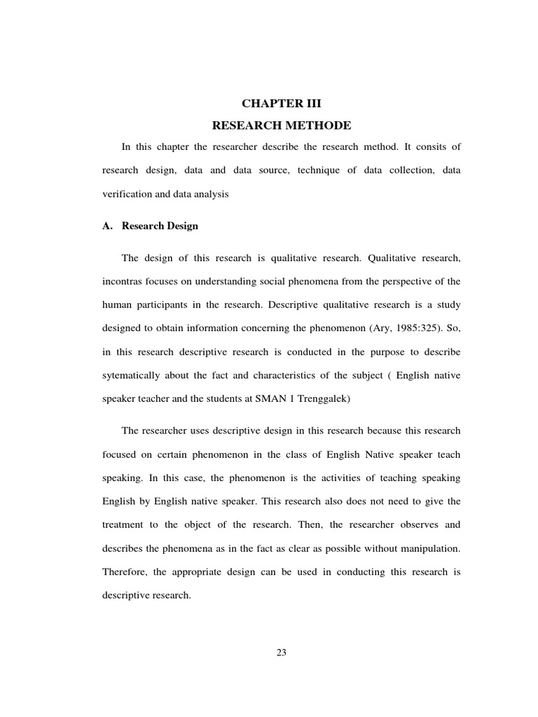 Native Speaker's Strategy in Teaching Speaking Chapter 3 | PDF | Data | Qualitative Research