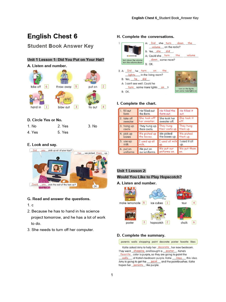 English Chest 6 Answer Key | PDF