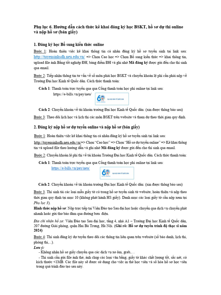 Phuluc 6 - HD Cach Khai HS - BSKT Online | PDF