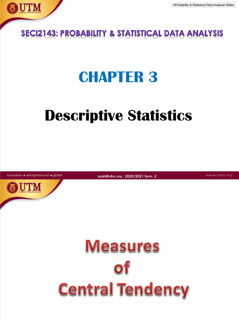 CH03 - Descriptive Statistics 2 | PDF | Mean | Skewness