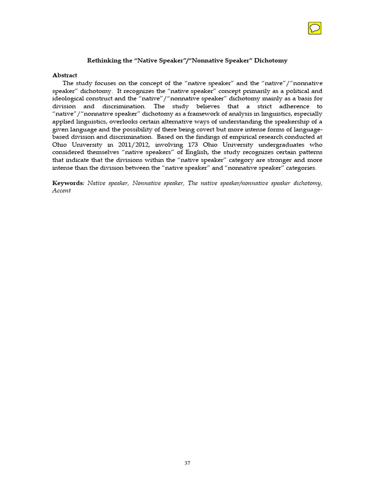 Rethinking The Native Speaker Nonnative | PDF | Concept | Linguistics