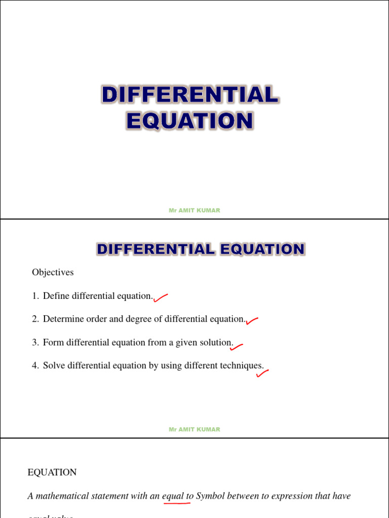 DIFFERENTIAL EQUATION 1( Order and Degree) | PDF | Equations | Differential Equations
