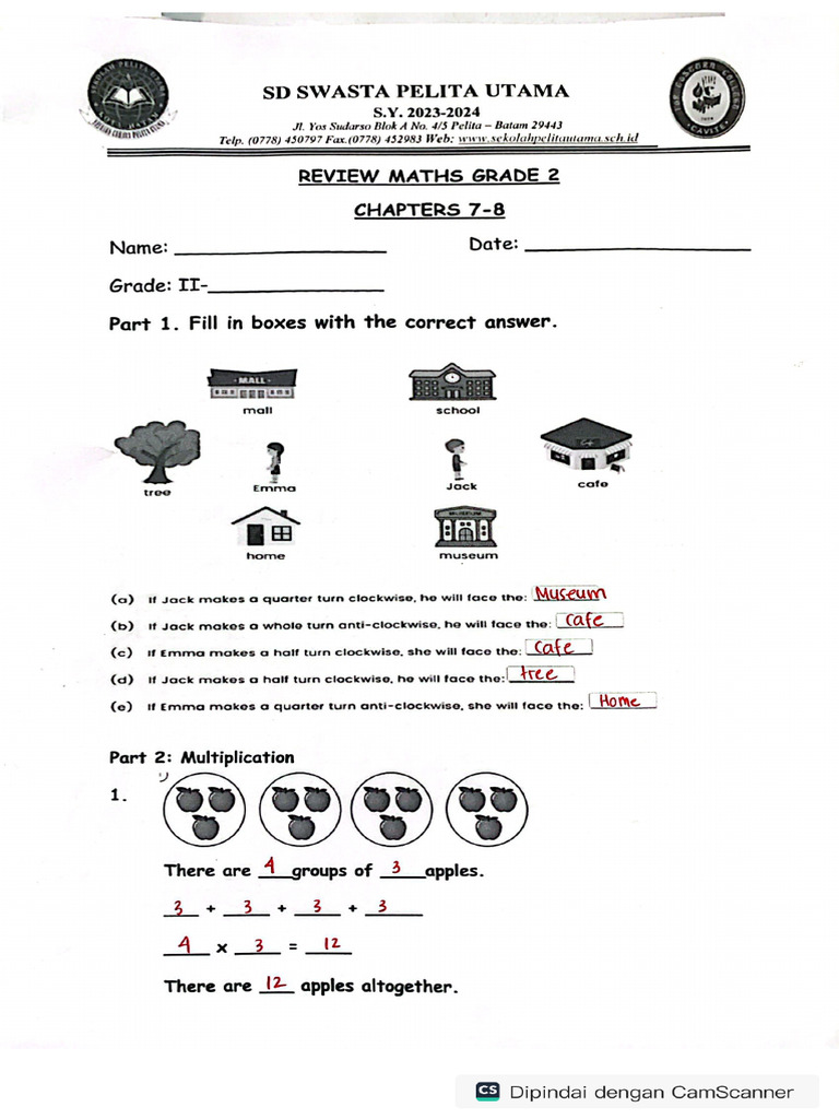 Answer Key Maths Review Grade 2 | PDF
