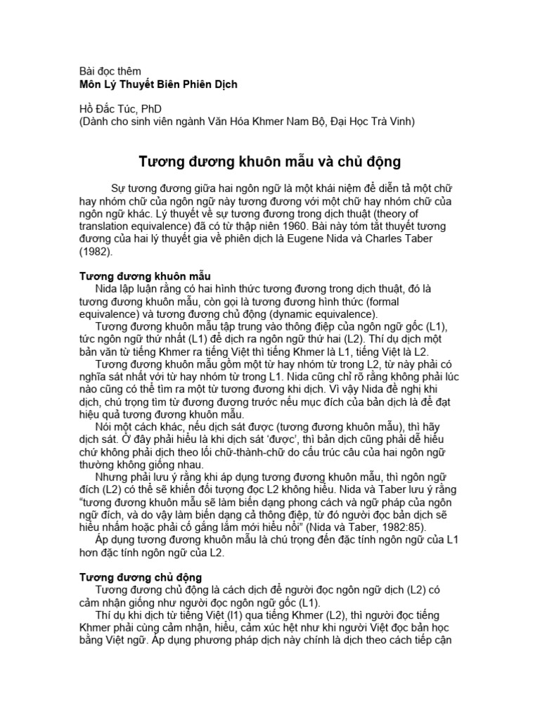 Bai Doc Them Tuong Duong Trong Dich Thuat | PDF