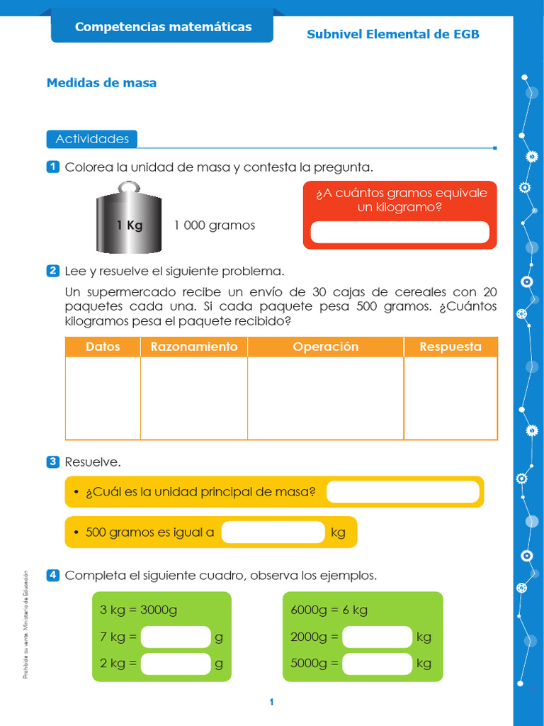 Matemáticas: Medidas de Masa EGB | PDF | Kilogramo | Masa