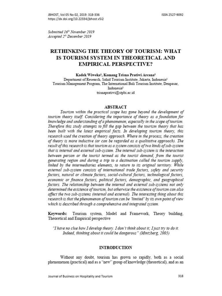 Rethinking Tourism Theory and Systems | PDF | Tourism | Theory