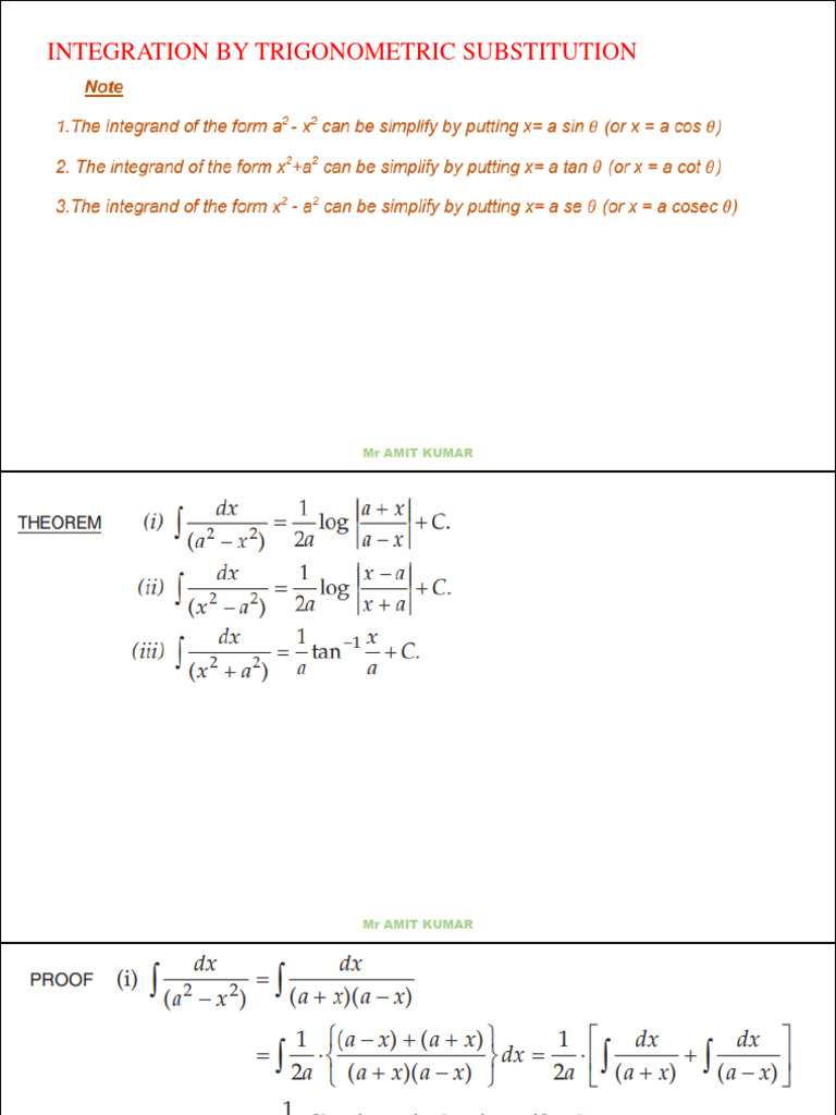 Integration by Trig Substitution | PDF