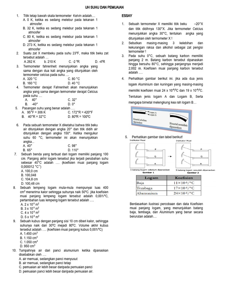 Pemuaian dan Suhu: Soal Termometer | PDF