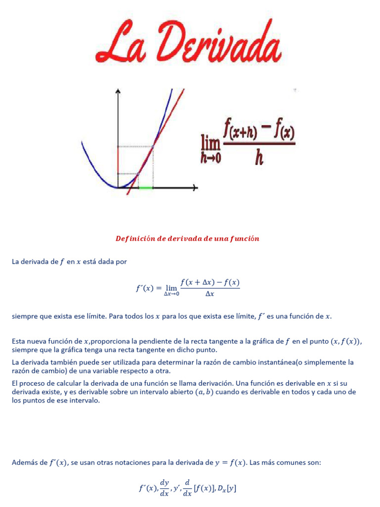 LA DERIVADA | PDF | Derivado | Cálculo