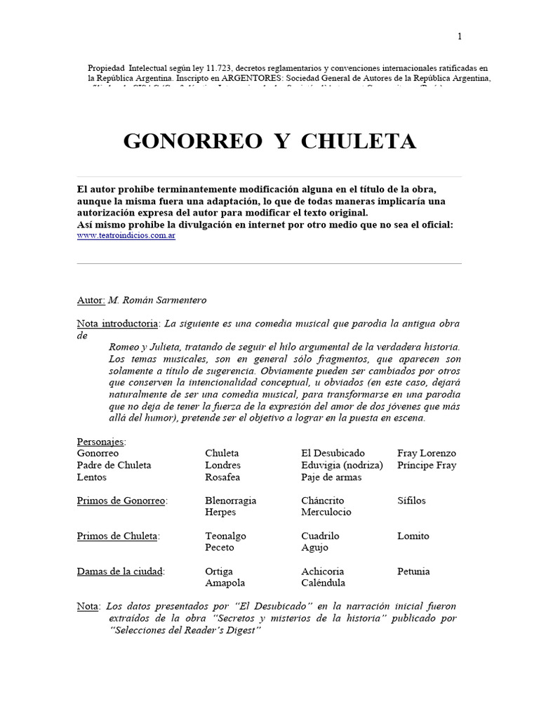 Gonorreo y Chuleta | PDF | Romeo y Julieta | Amor
