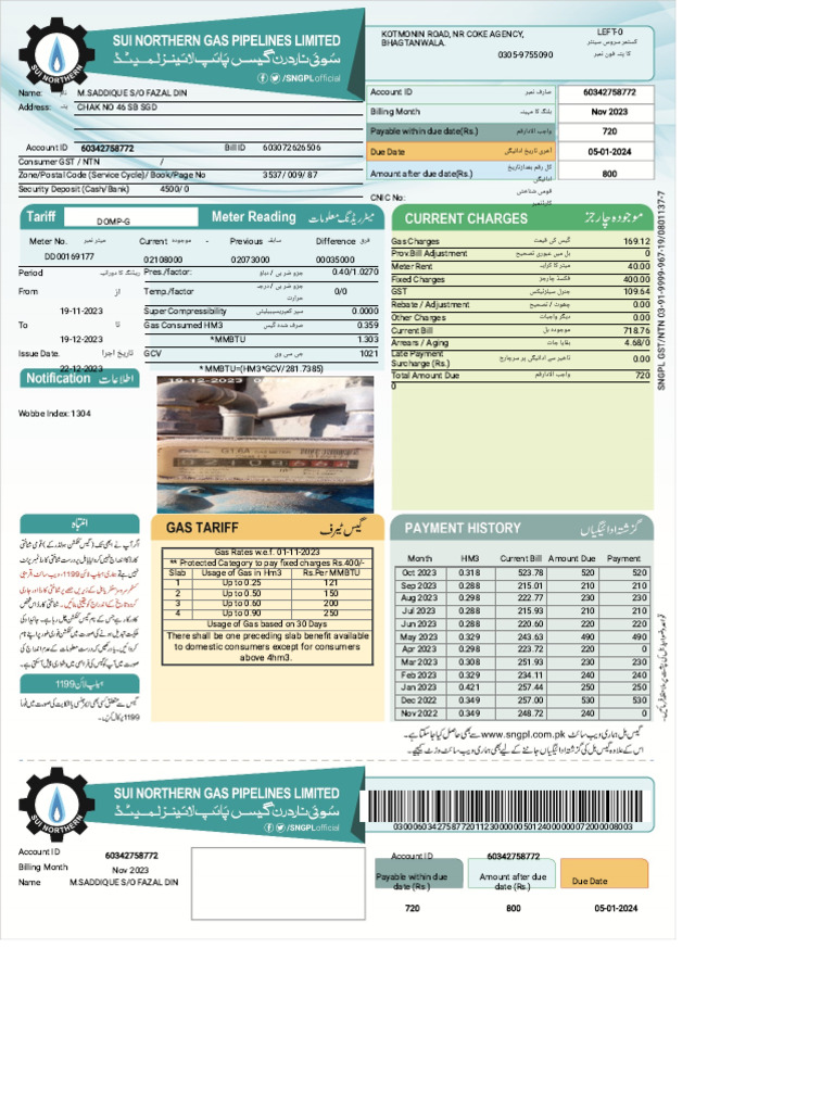 SNGPL - Web Bill | PDF