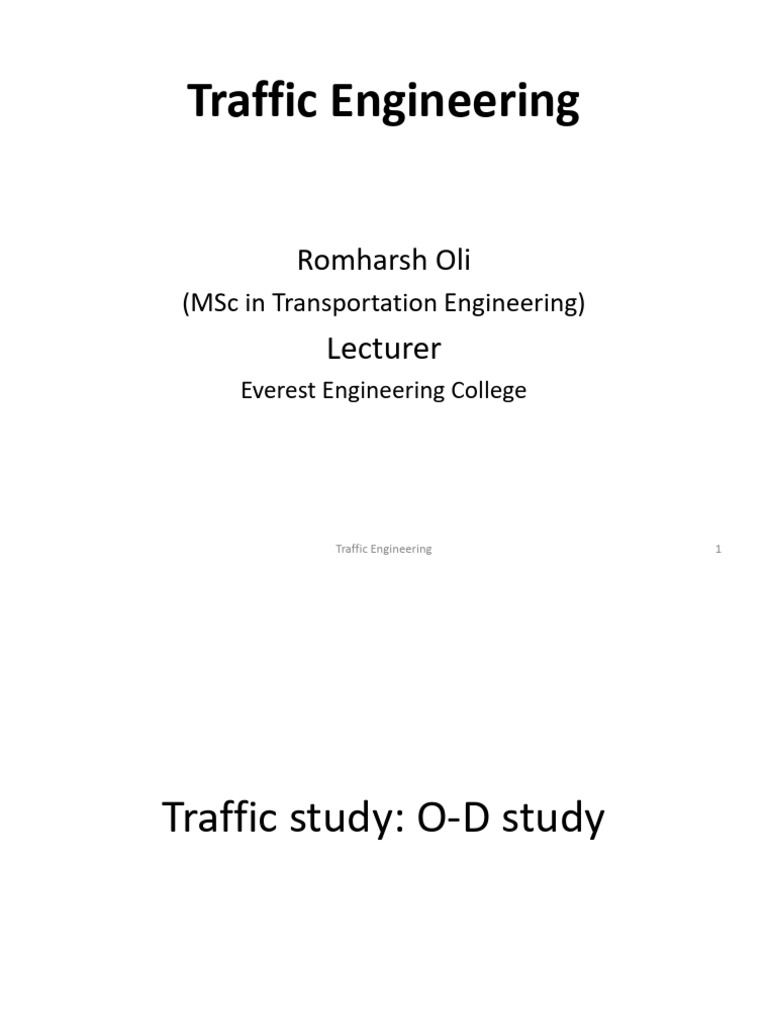 1.2.3 Origin Destination Study | PDF | Transport | Traffic