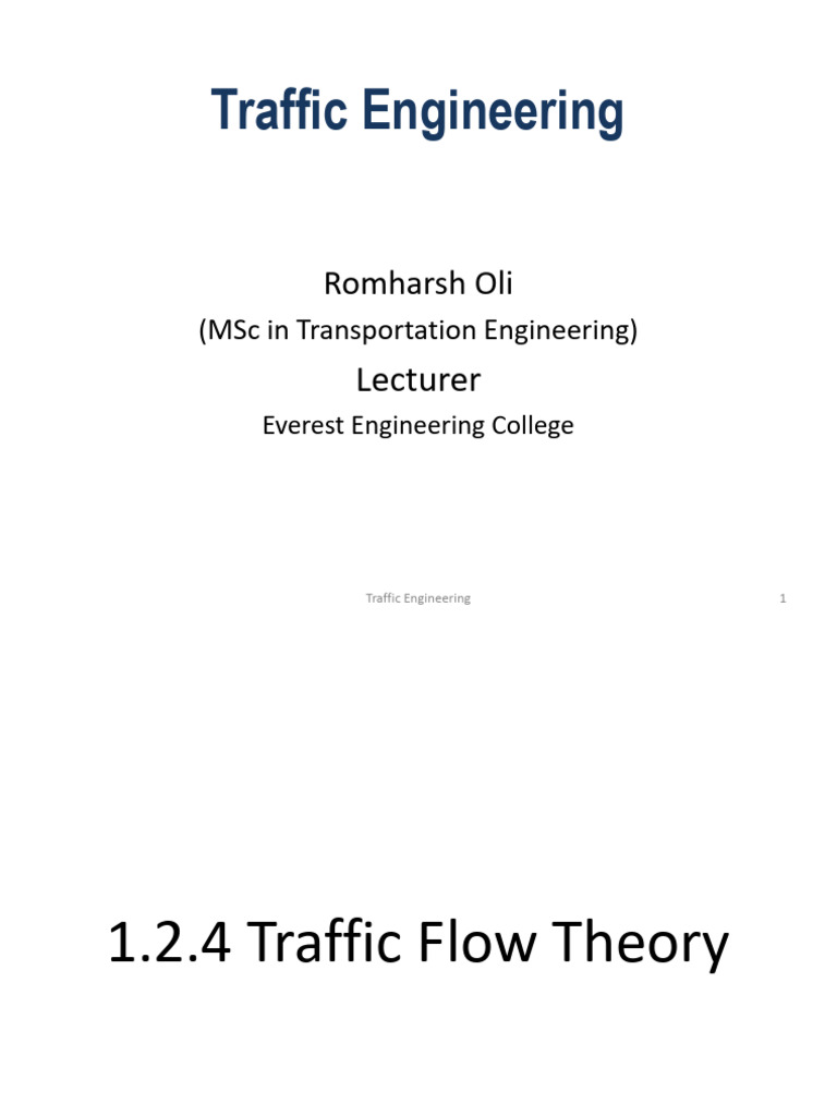 1.2.4 Traffic Flow Theory | PDF | Traffic | Mean