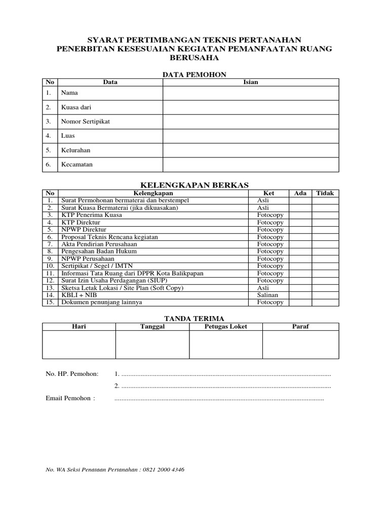 Syarat PKKPR Berusaha | PDF