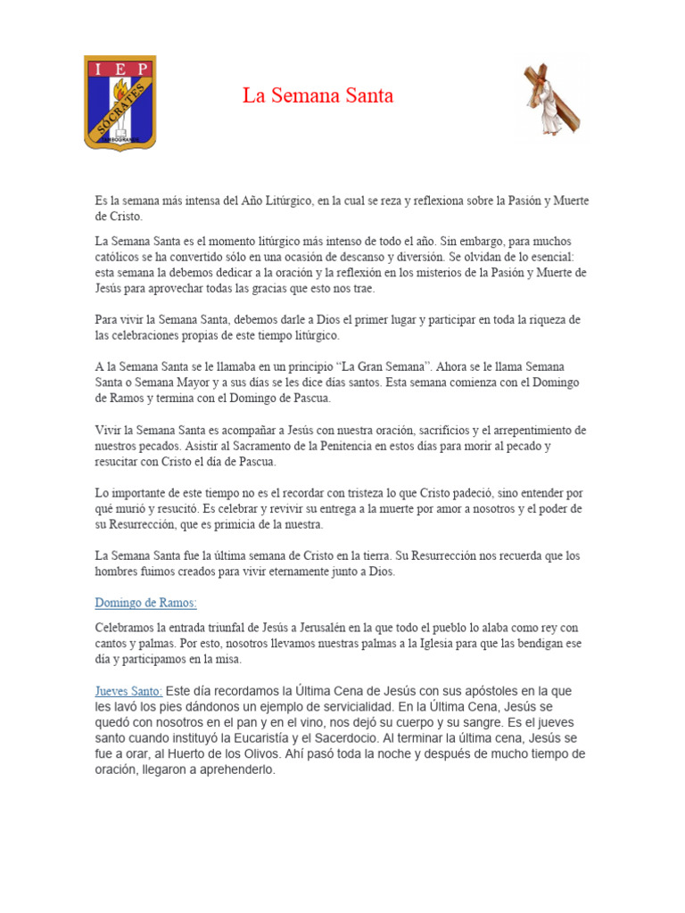 Participación en la Semana Santa | PDF | Pascua de Resurrección ...