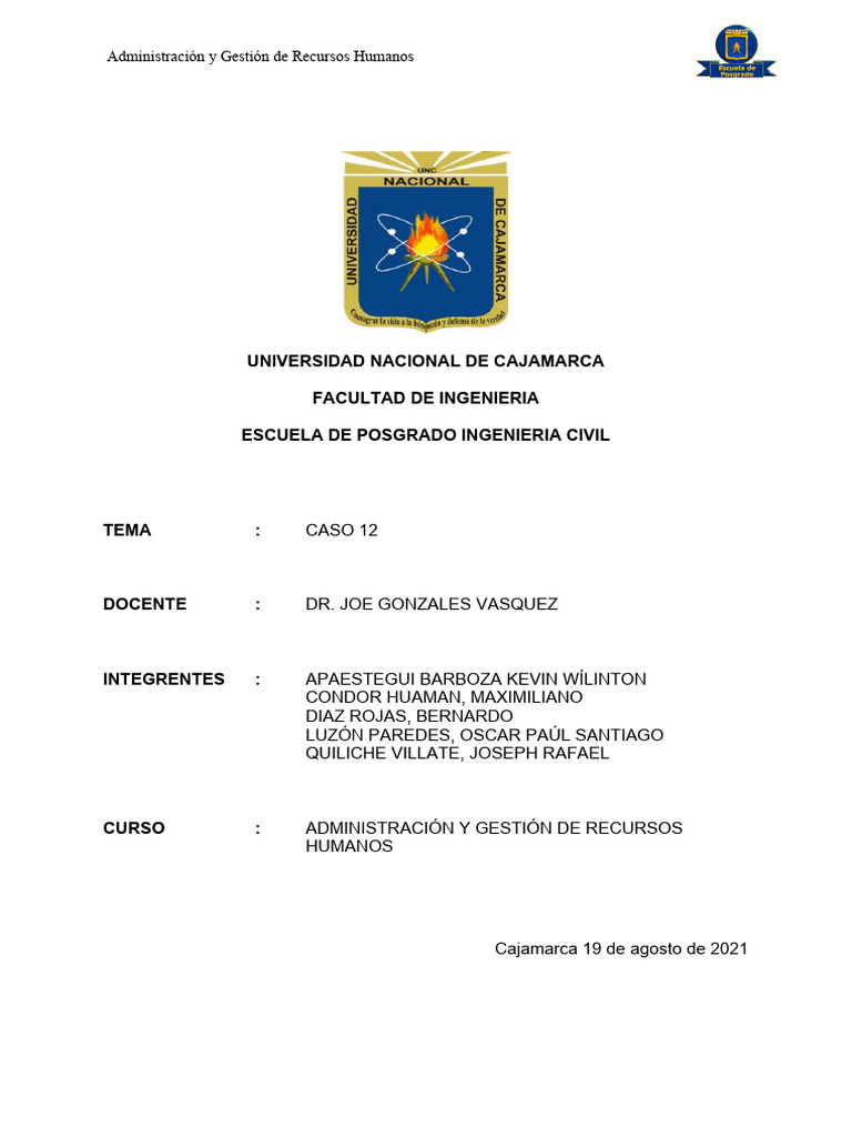 Caso 12 | PDF | Gestión de recursos humanos | Business