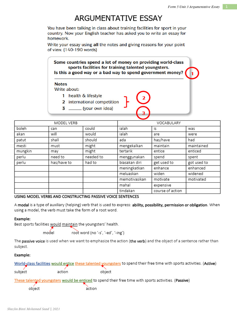 Argumentative Essay Guide | PDF | Verb | Grammar