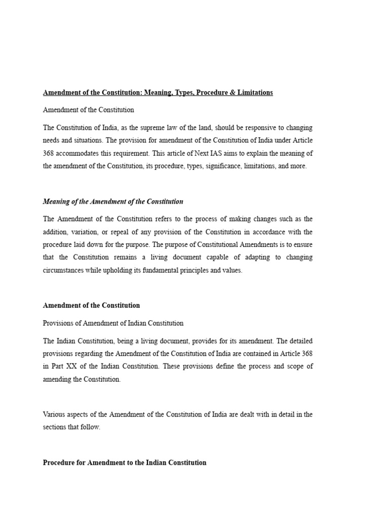 Amendment | PDF | Constitutional Amendment | Supermajority