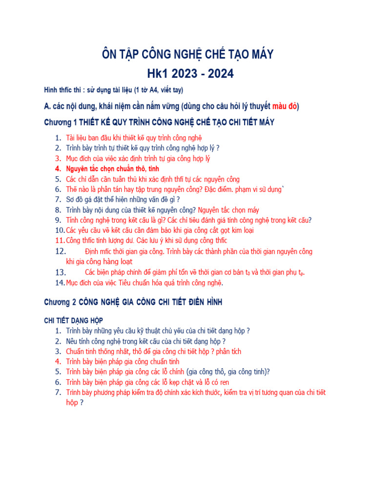 Đề Cương Ôn Tập Cnctm - hk1!23!24 | PDF