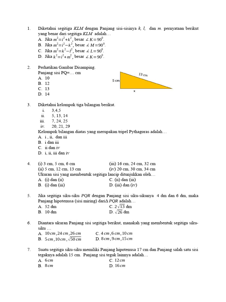 Soal Matematika 8 | PDF