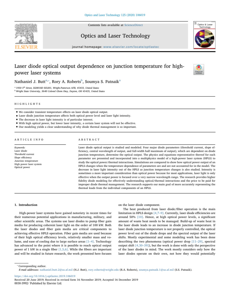 2020-Laser diode optical output dependence on junction temperature for ...