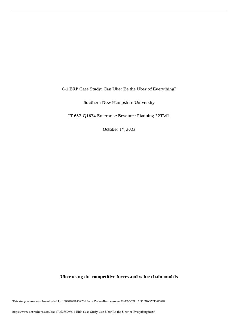 6 1 ERP Case Study Can Uber Be The Uber of Everything | PDF ...