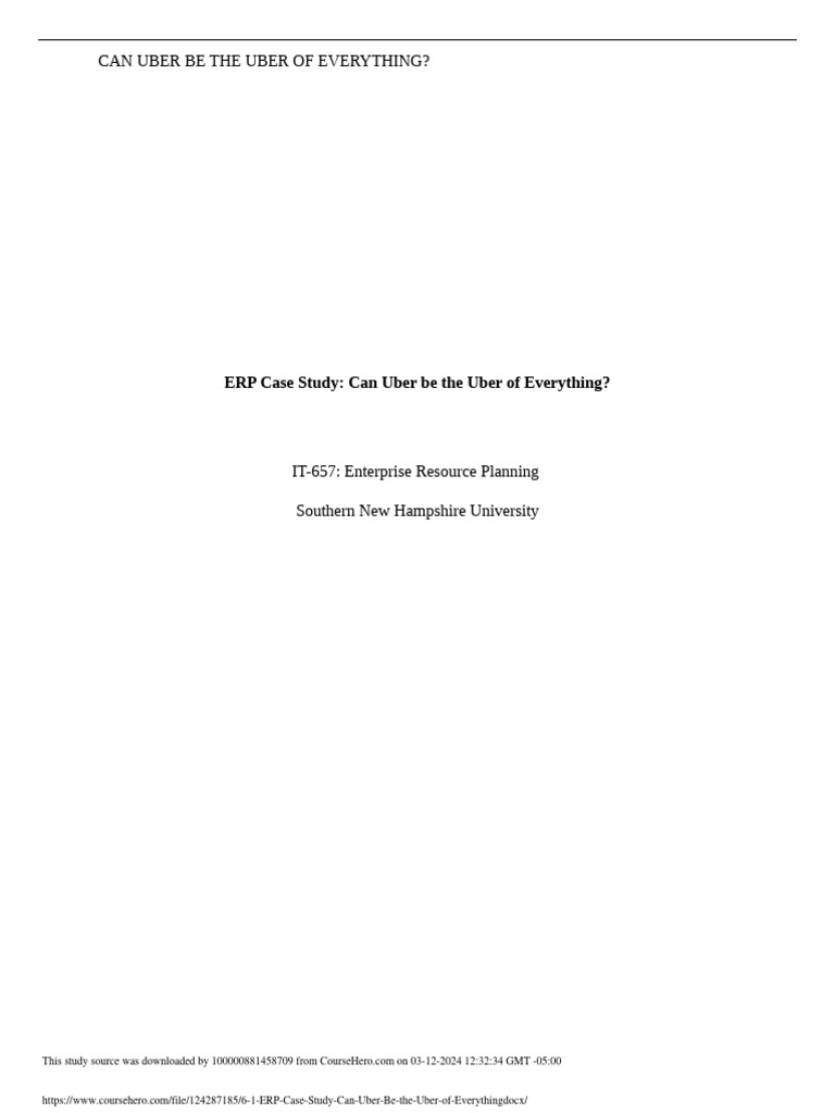6 1 ERP Case Study Can Uber Be The Uber of Everything | PDF | Pricing ...