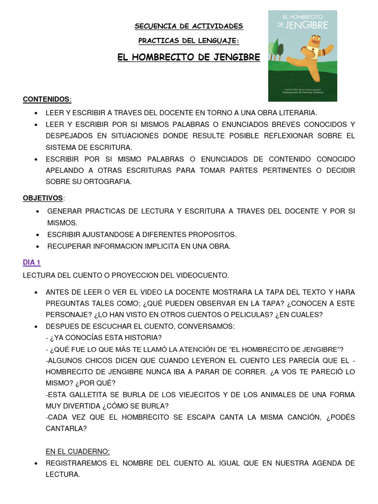 Secuencia El Hombrecito de Jengibre 1° 2023 | PDF