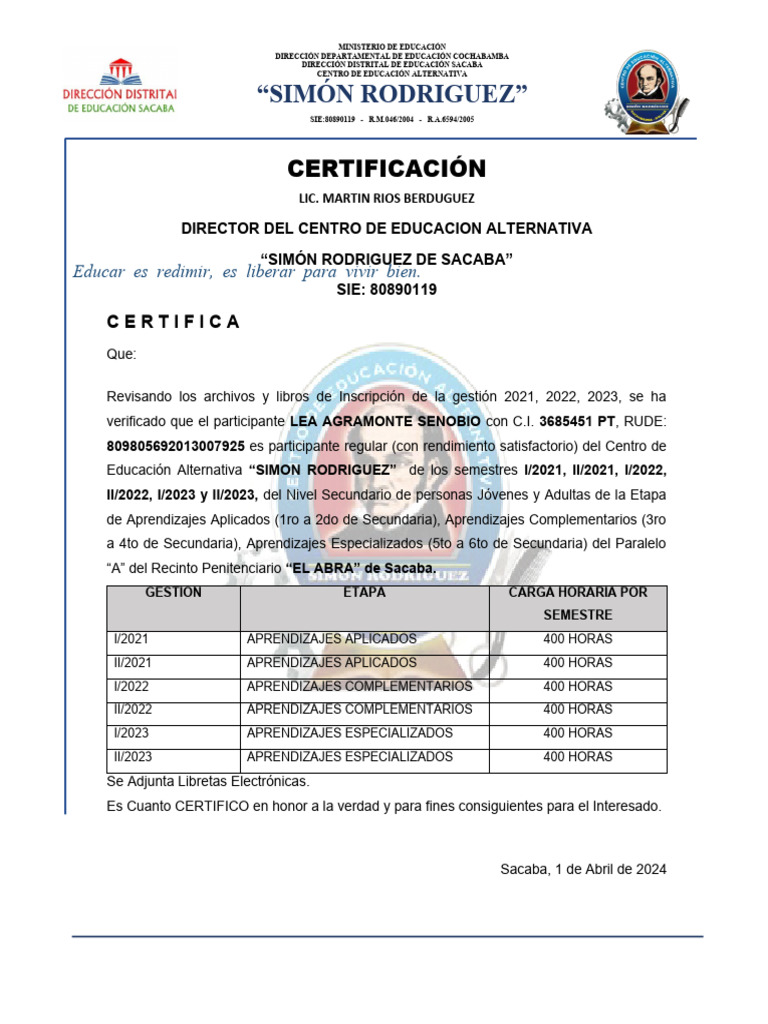 CERTIFICADOS | PDF