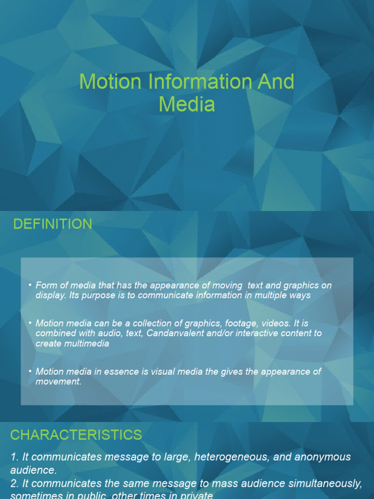 Understanding Motion Media: Types & Uses | PDF | Mass Media | Video