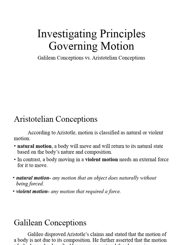 Motion Principles: Galileo vs. Aristotle | PDF | Force | Newton's Laws ...