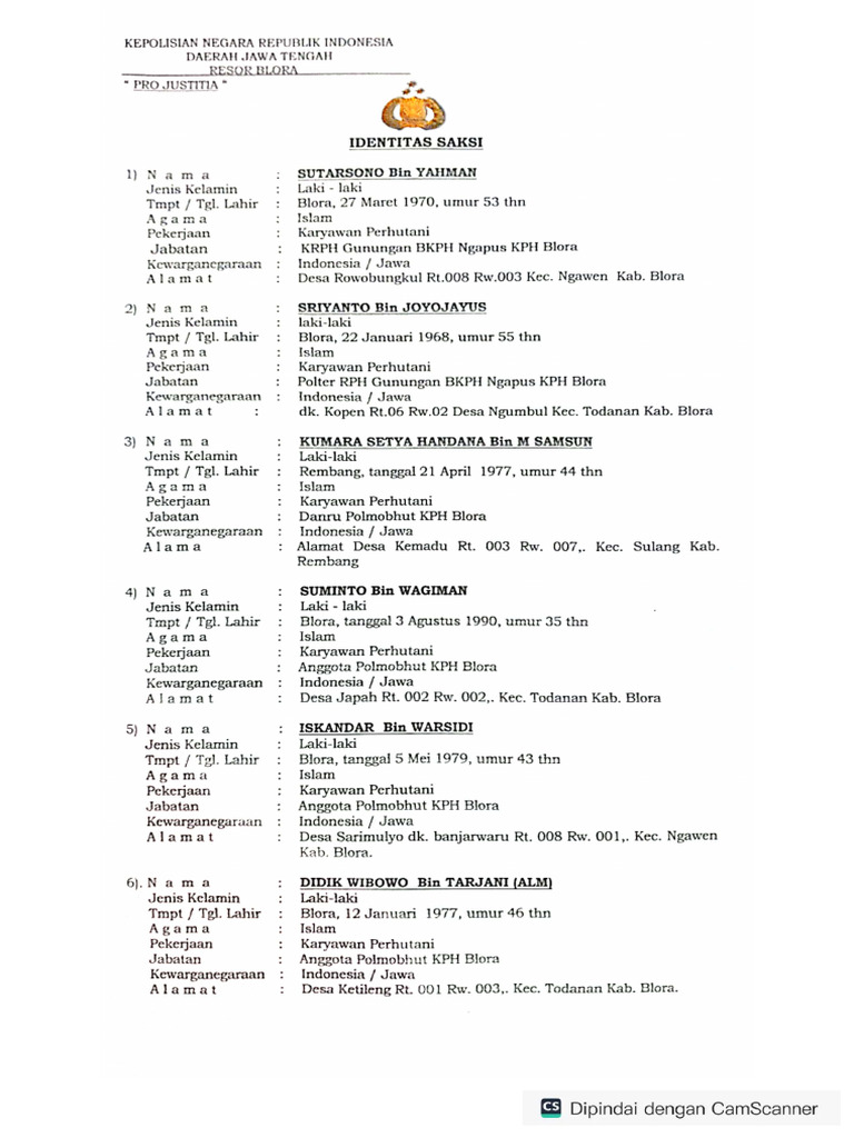 Identitas Saksi | PDF