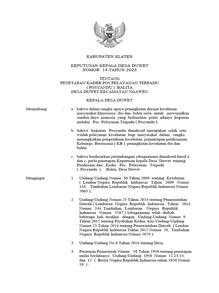 SK POSYANDU Dan Kader | PDF