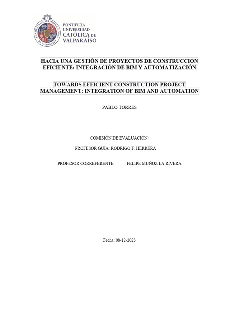 Entrega Final Proyecto de Titulo | PDF | Servidor SQL de Microsoft | Autodesk Revit