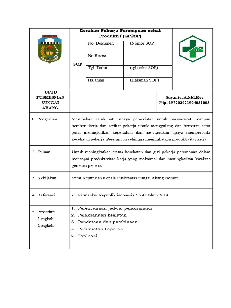 Sop K3 GP2SP | PDF | Pengelolaan Keuangan & Uang