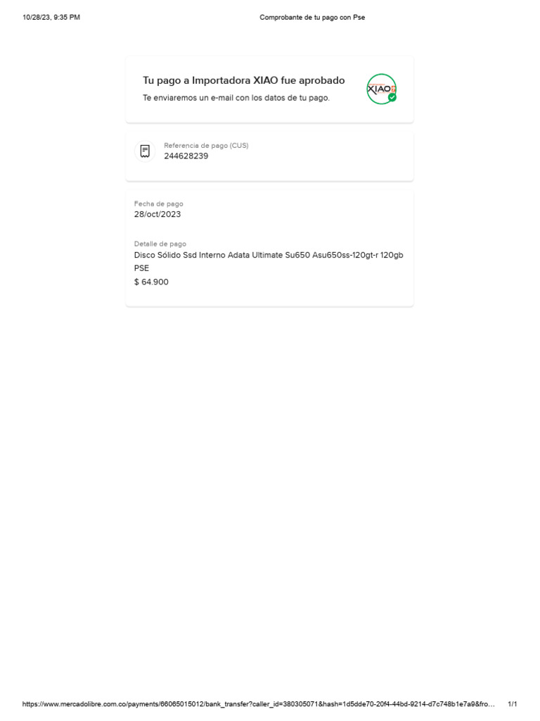 Confirmación de Pago Aprobado | PDF