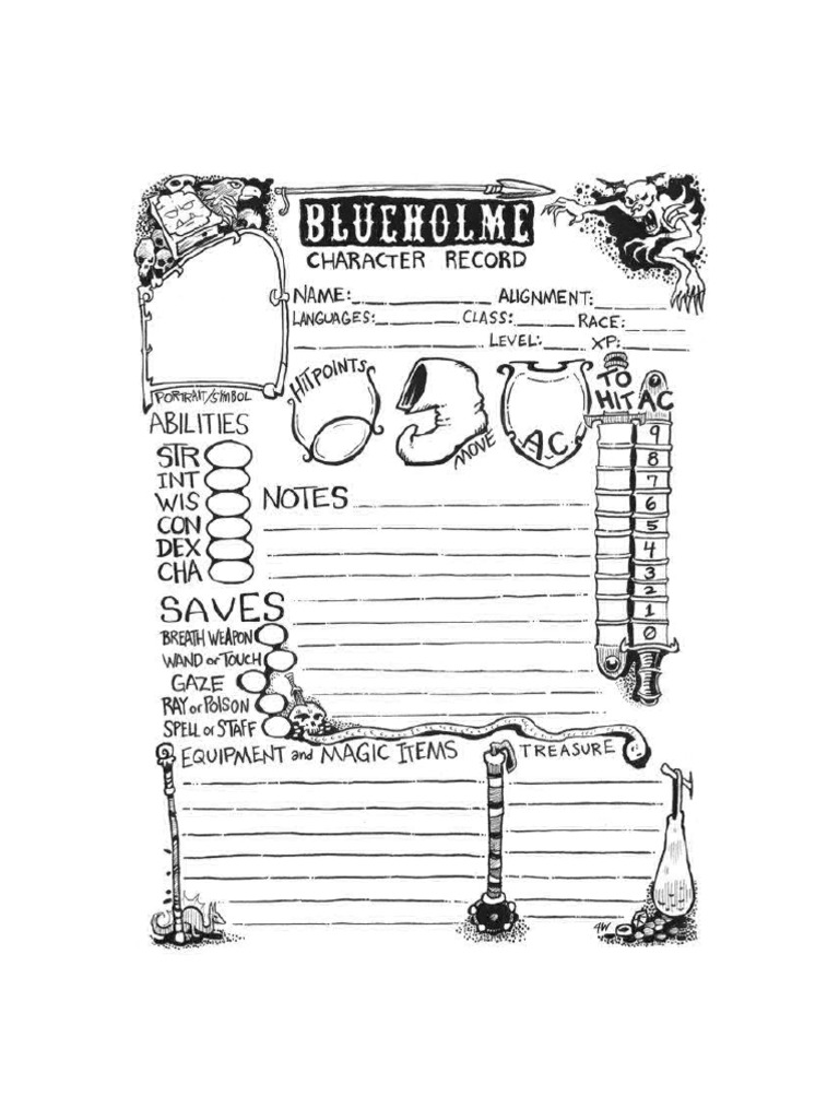Blueholme Character Record Sheet | PDF