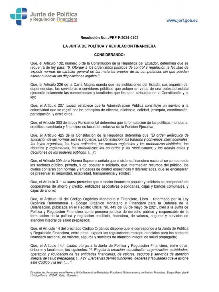 Res. No. JPRF F 2024 0102 LOEPS Norma SEPS para Determinar Excedentes ... Res. No. JPRF F 2024 0102 LOEPS Norma SEPS para Determinar Excedentes ...