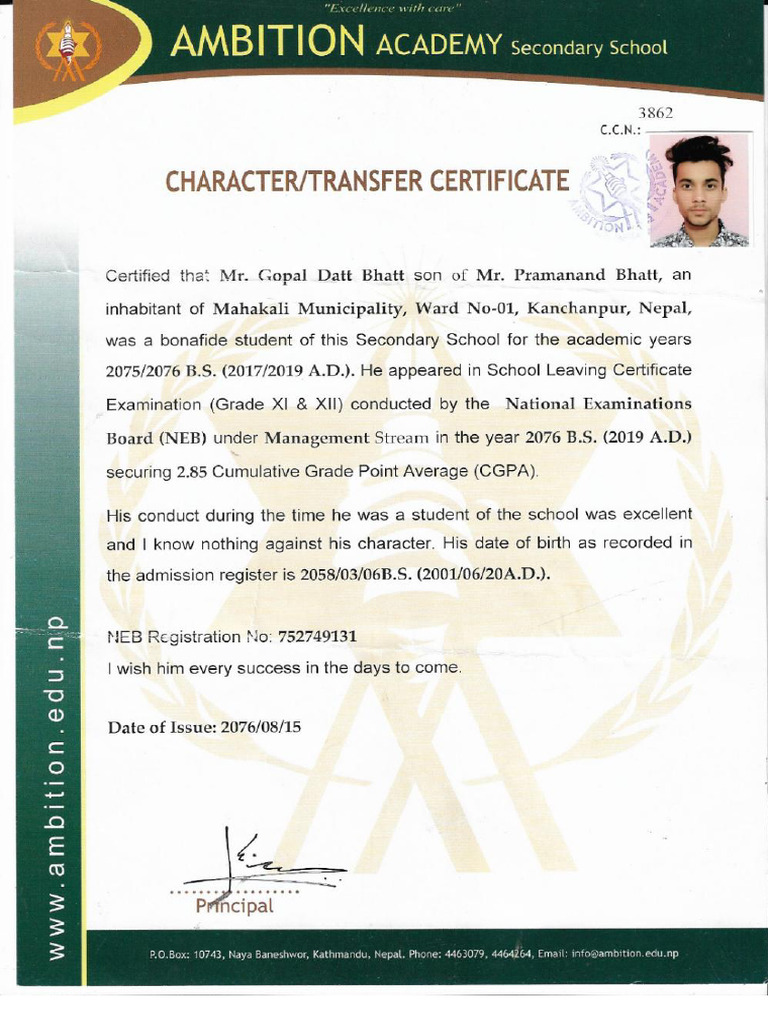 Character Certificate PDF | PDF