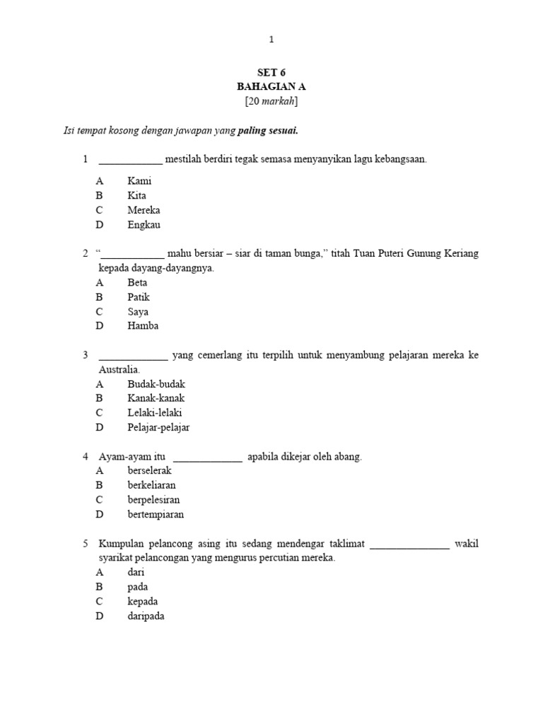 Modul BM Kefahaman Set 6 2018 | PDF