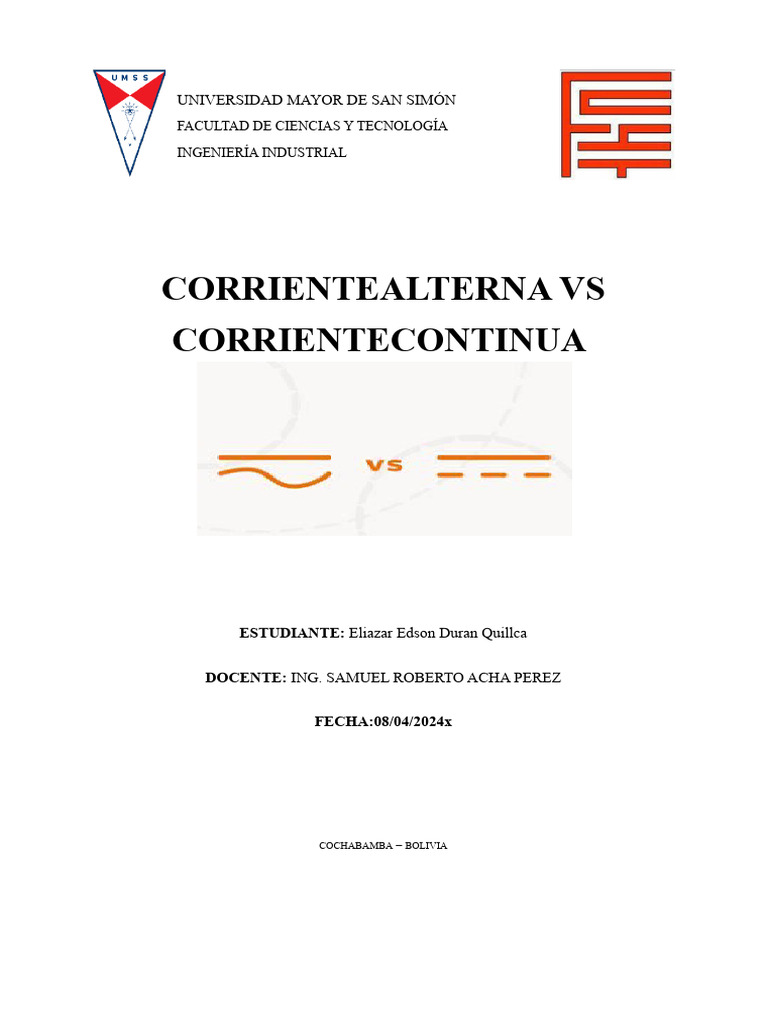 Diferencias entre Corriente Alterna y Continua | PDF | Corriente ...