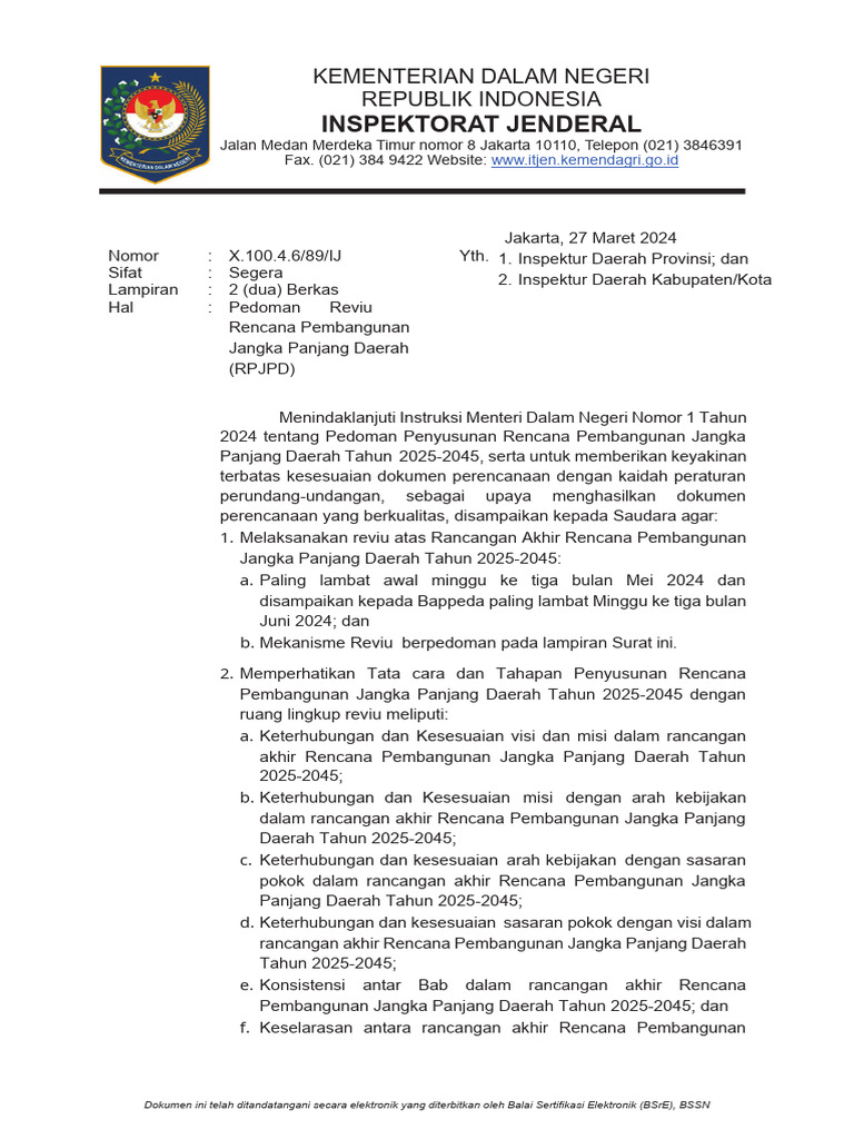 TTE Pedoman Reviu RPJPD - 240329 - 145826 | PDF