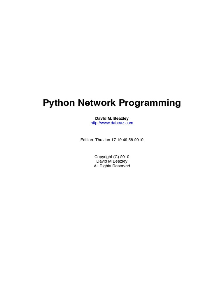 Python Network Programming: David M. Beazley | Download Free PDF ...
