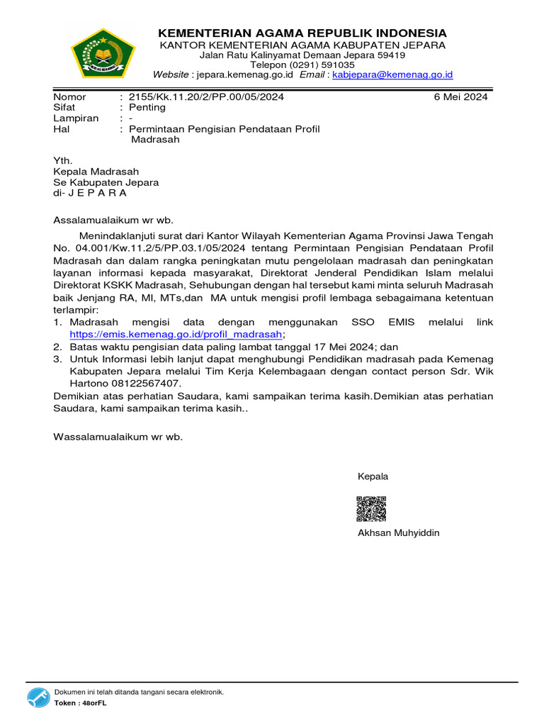 Permintaan Data Profil - Fiks | PDF