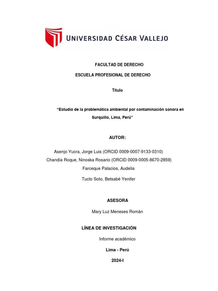 Trabajo Final - Problemática Ambiental en Surquillo | PDF | ruido | Contaminación