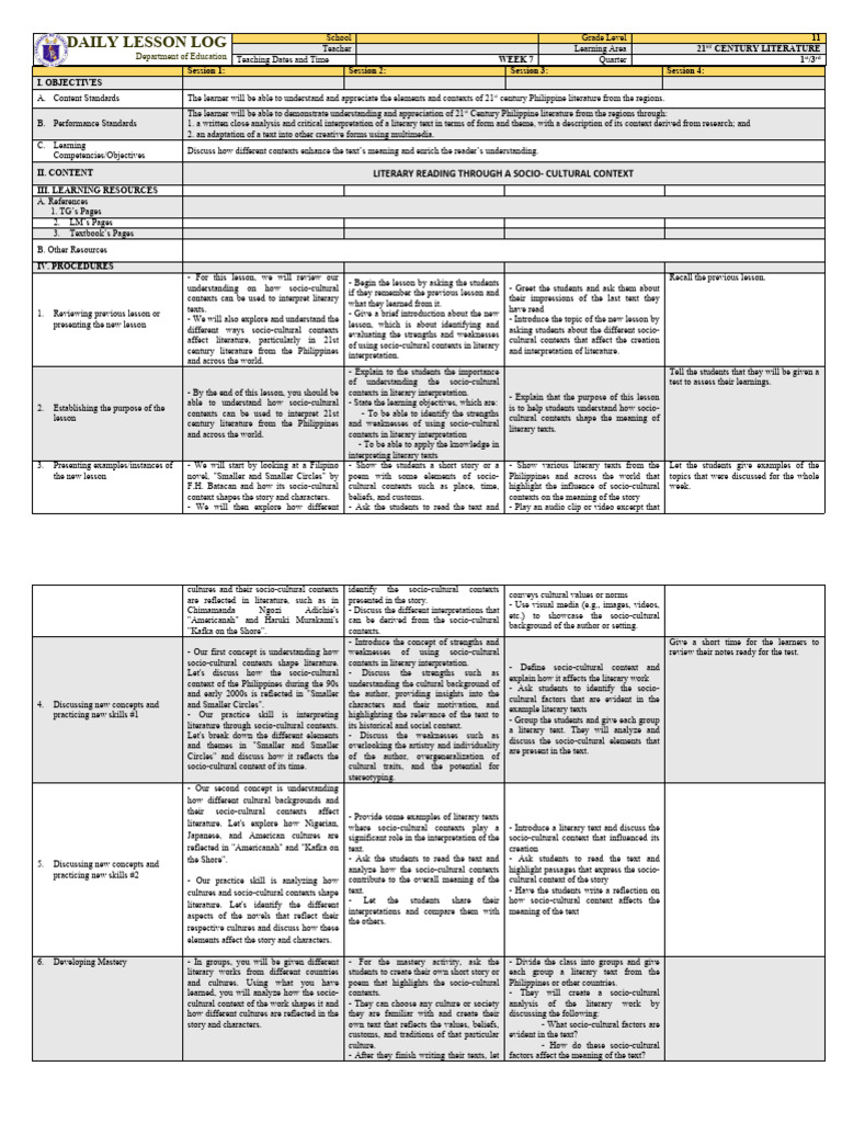 21ST Century Literature Q1 Week 7 | PDF | Learning | Sociology 21ST Century Literature Q1 Week 7 | PDF | Learning | Sociology